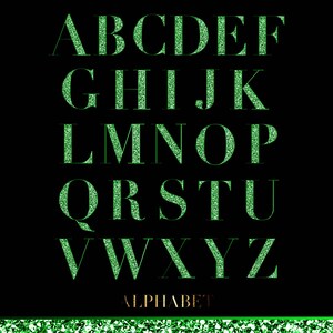 Glitter Alphabet Png, Glitter Chunky Green Alphabet Clip Art, Sparkle ...