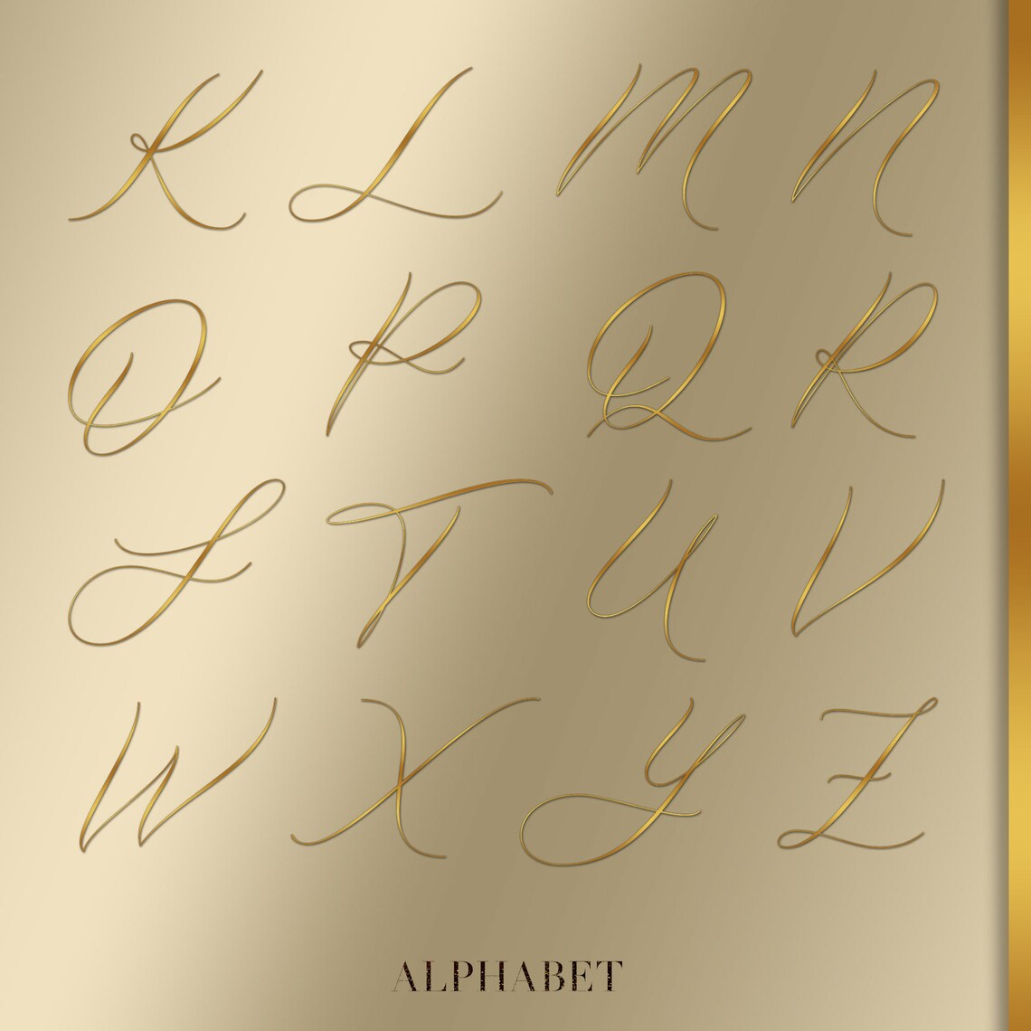 Gold Script Alphabet PNG, Metallic Letters Clipart (digital Download ...