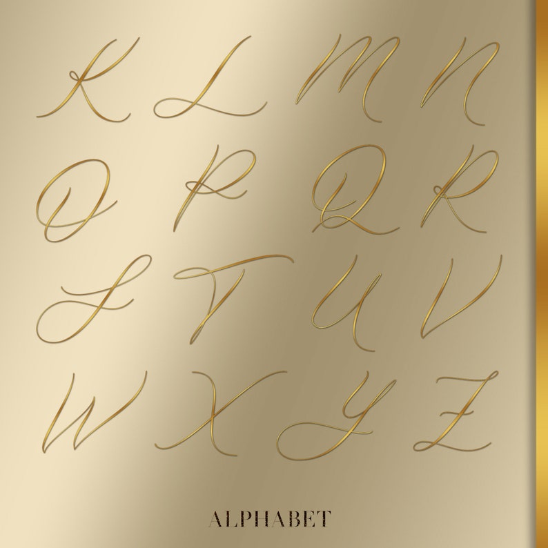 Gold Script Alphabet PNG, Metallic Letters Clipart (digital Download ...