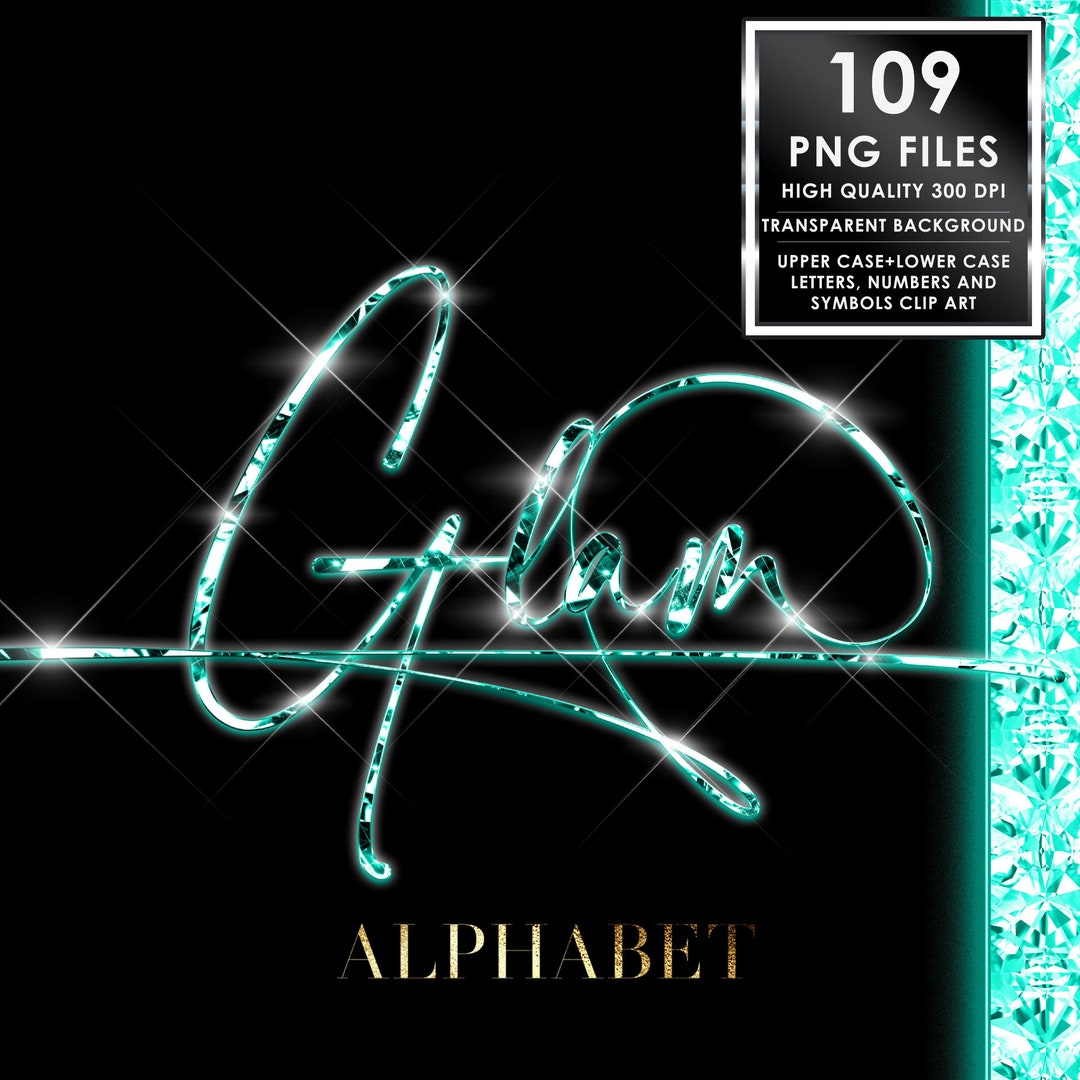 Mint Glitter Alphabet Clip Art, Glitter Diamond Alphabet Png, Diamond ...