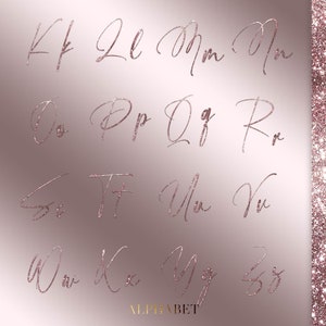 Rose Gold Glitter Alphabet Clip Art, Pink Alphabet PNG, Glitter Letters ...