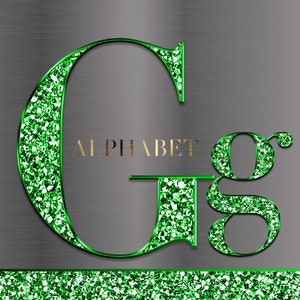 Glitter Alphabet Png, Glitter Chunky Green Alphabet Clip Art, Sparkle ...