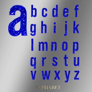 Glitter Blue Alphabet PNG Clip Art, Diamond Alphabet PNG, Glam Letters ...