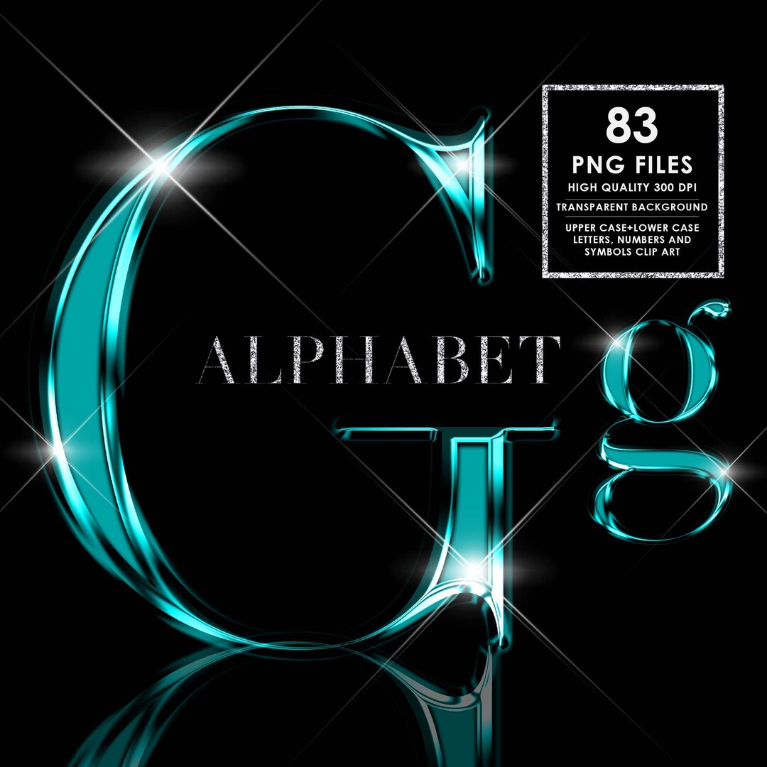 Teal Chrome Alphabet PNG Clip Art, Blue Chrome Letters Png, Glitter ...