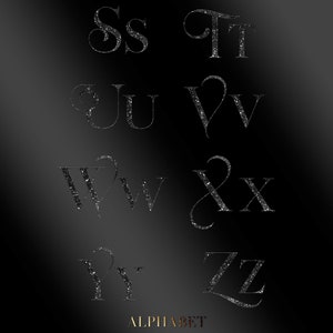 Glitter Black Alphabet PNG Clipart, Sparkling Black Letters, Bling ...