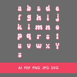 Pink Alphabet Svg, Retro Alphabet SVG, Png, Ai, Jpg, Pdf, Doodle ...