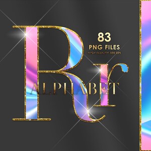 Rainbow Glitter Alphabet Png Clip Art, Holographic Alphabet, Colorful ...