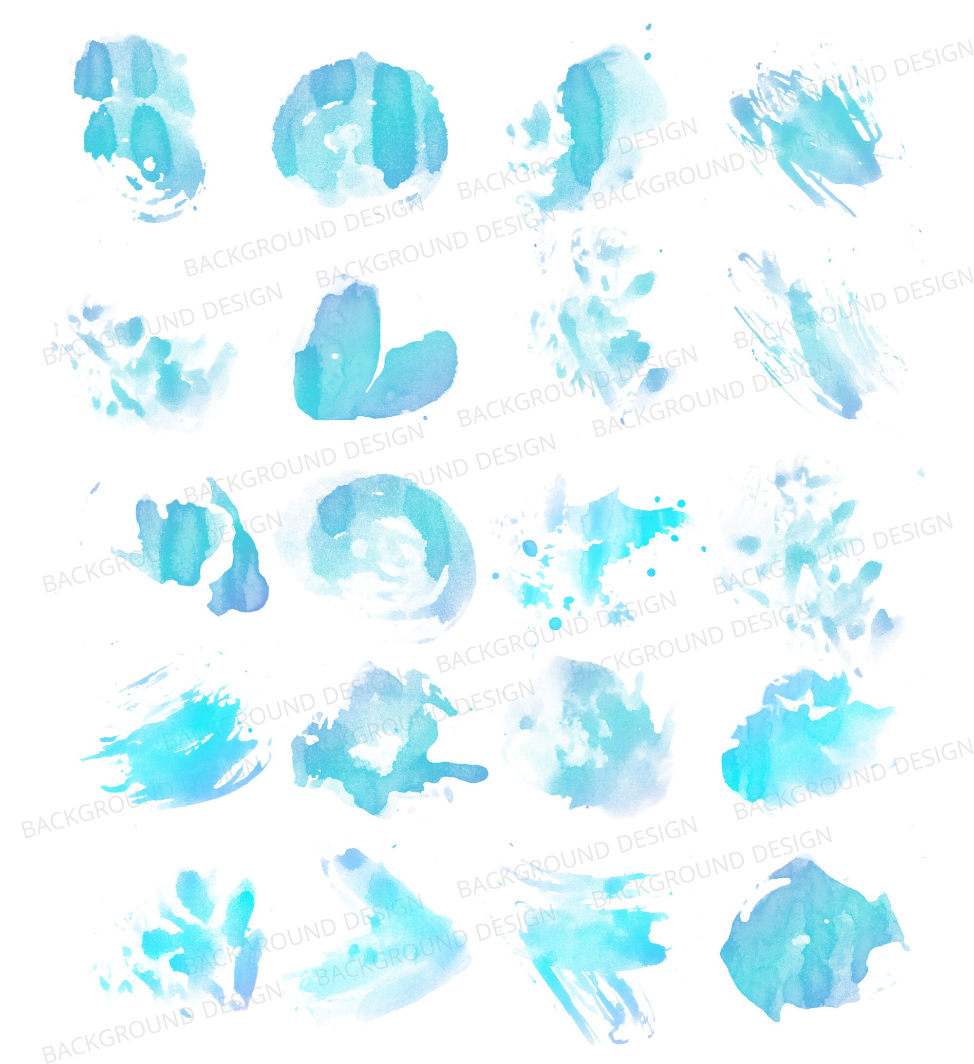 Blue Splashes Clipart Blue Splotches Blue Brush Stroke Png | Etsy