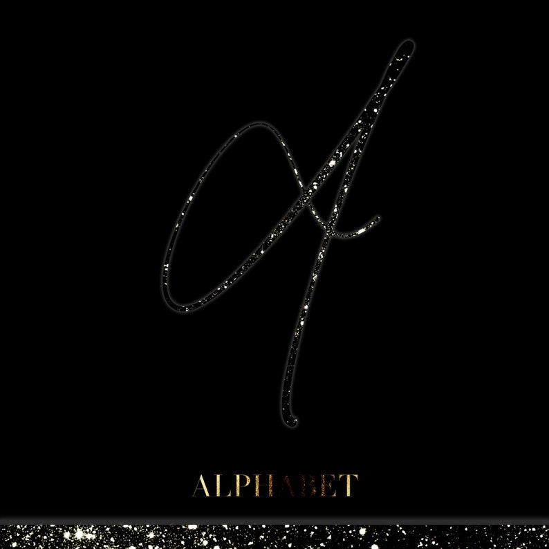 Glitter Alphabet Clip Art, Black Alphabet PNG, Bling, Diamond Alphabet ...