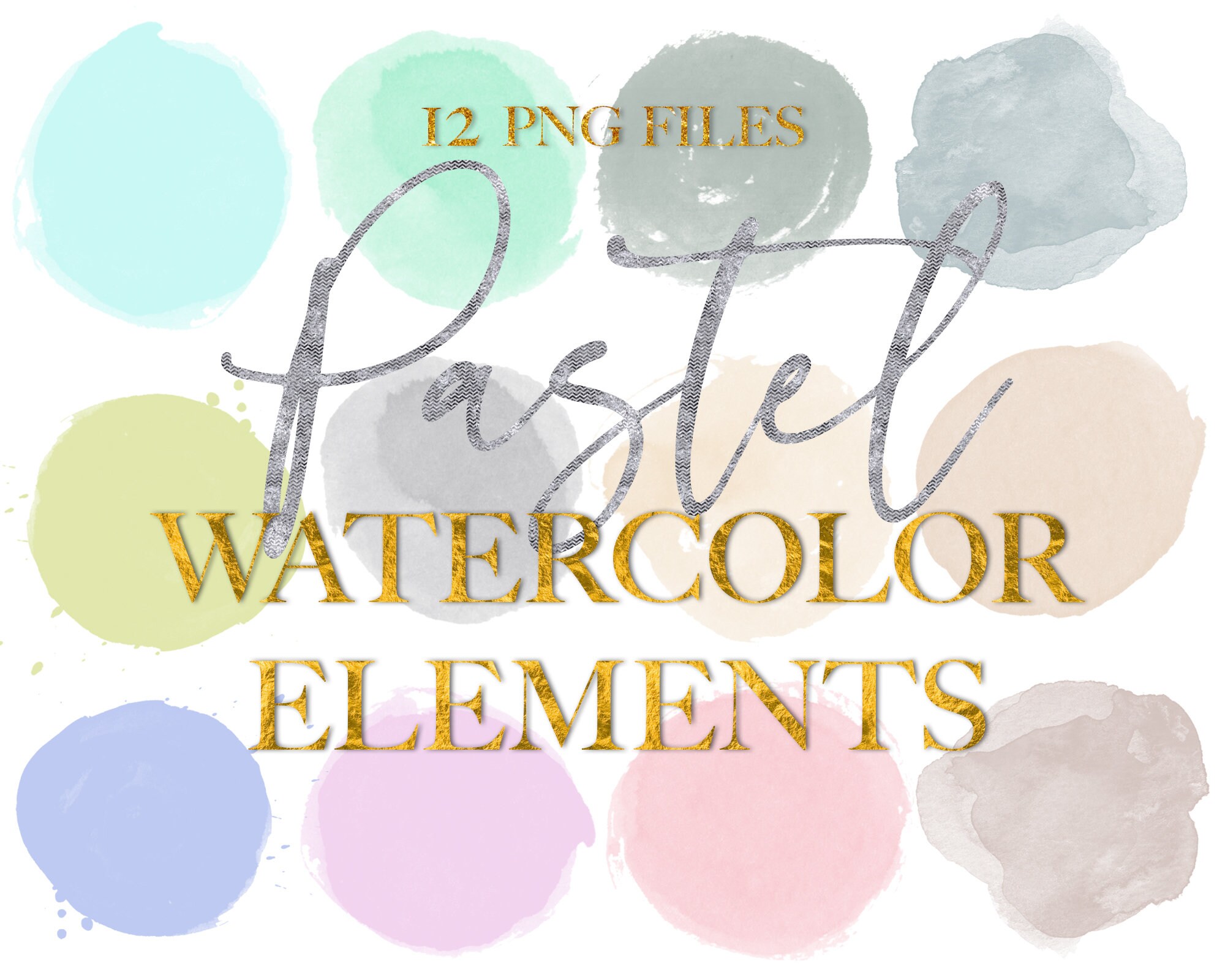 Pastel Watercolor clipart Watercolor Circles Clipart Logo | Etsy