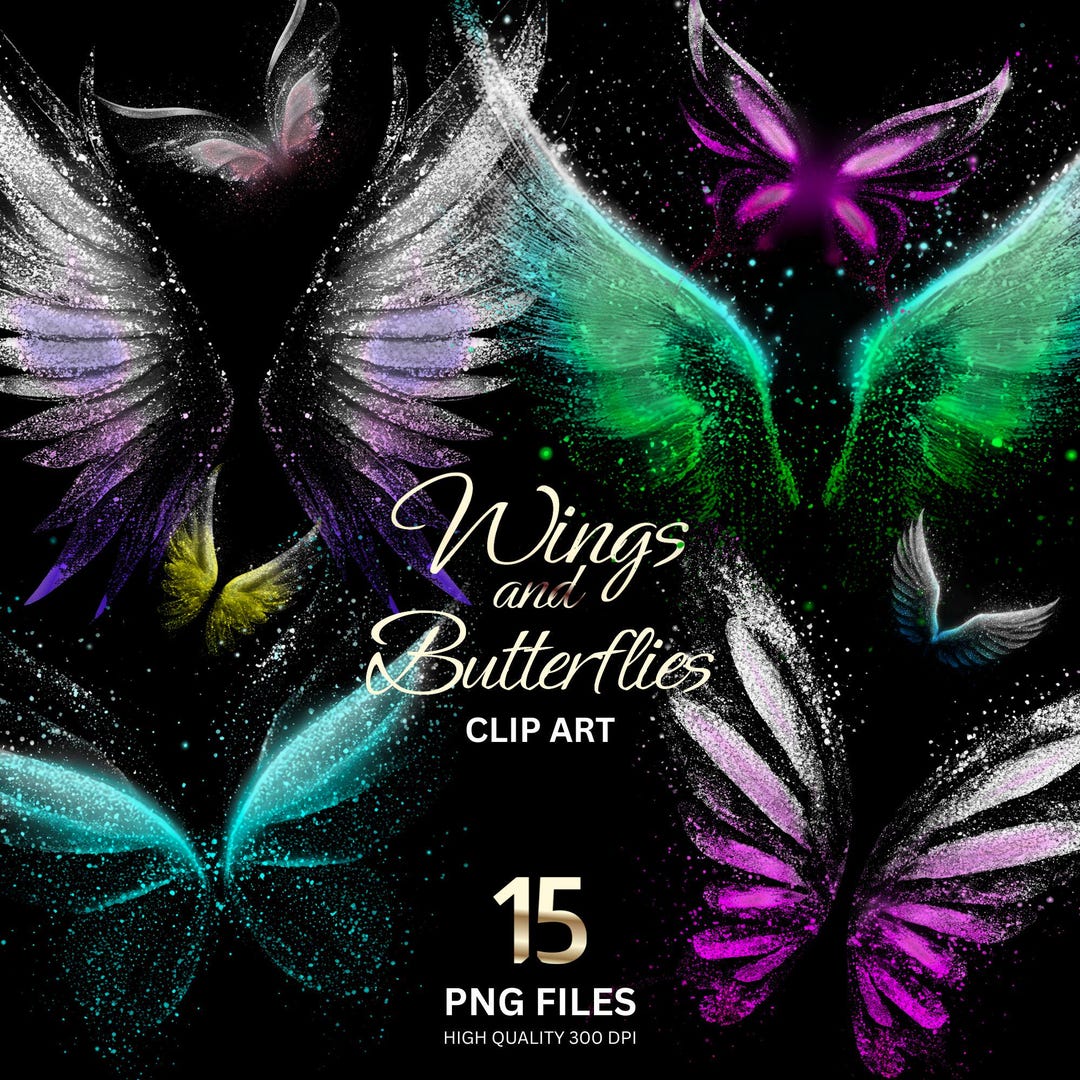 15 Colorful Butterflies Clip Art Bundle, Instant Download, Luxury ...