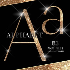 Glitter Gold Chrome Alphabet PNG Clip Art, Sparkling Thin Letters Png ...