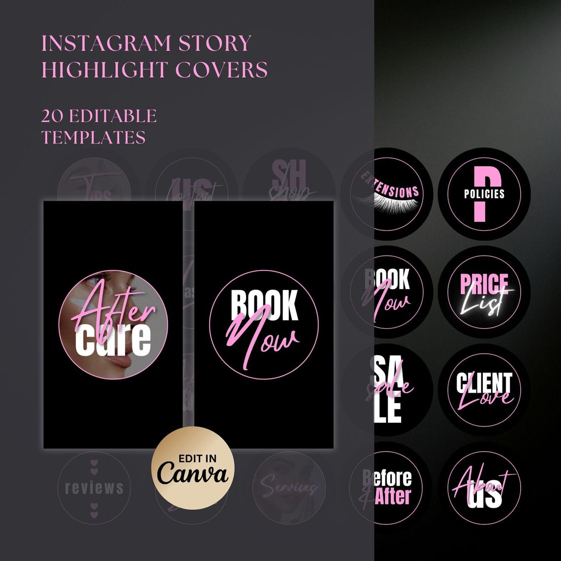 Editable Instagram Highlight Covers, IG Story Covers, Social Media ...