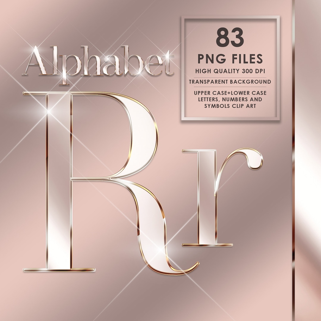Pink and Gold Alphabet PNG, Metallic Letters, Chrome Alphabet, Luxury ...