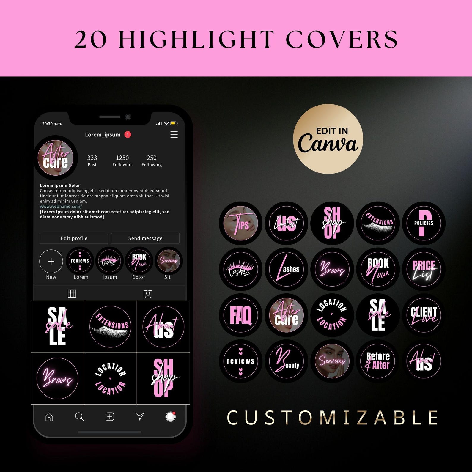 Editable Instagram Highlight Covers, IG Story Covers, Social Media ...