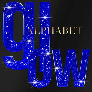 Glitter Blue Alphabet PNG Clip Art, Diamond Alphabet PNG, Glam Letters ...