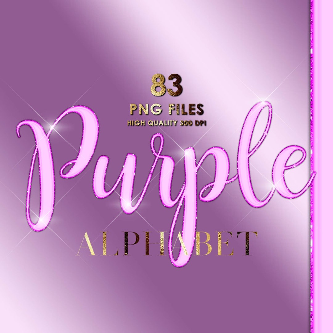 Glitter Lilac Alphabet PNG Clip Art, Script Alphabet, Purple Cursive ...