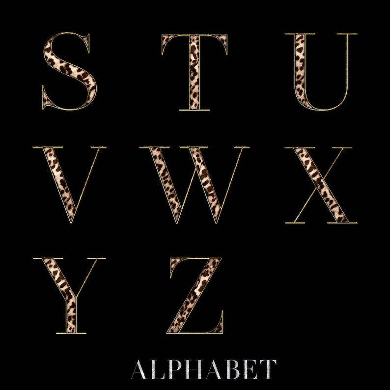 Leopard Pattern Alphabet Png Clip Art, Animal Skin Letters, Gold Chrome ...