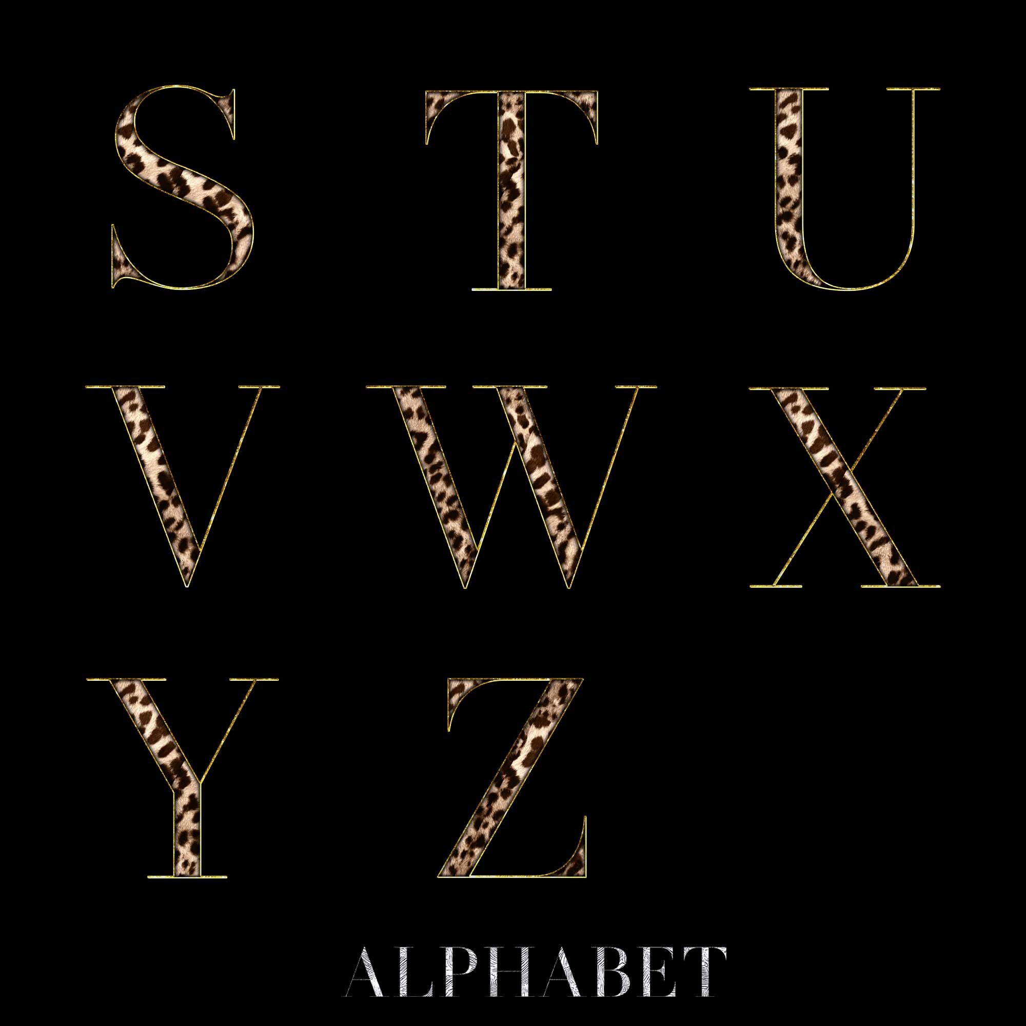 Leopard Pattern Alphabet Png Clip Art, Animal Skin Letters, Gold Chrome ...