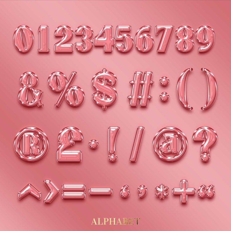 Blush Alphabet Png Clip Art, Pink Foil Alphabet Pngglitter Chrome ...
