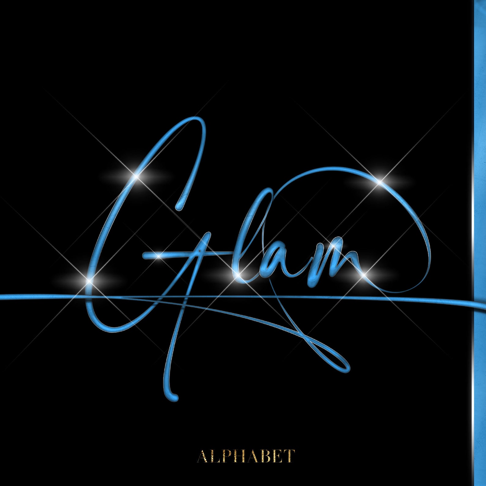 Glam Alphabet Clipart, Blue Chrome Alphabet PNG, Script Letters Png ...