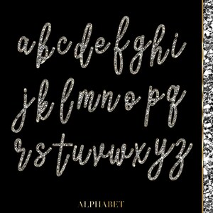 Glitter Silver and Gold Alphabet Png Clipart, Script Doodle Letters Png ...