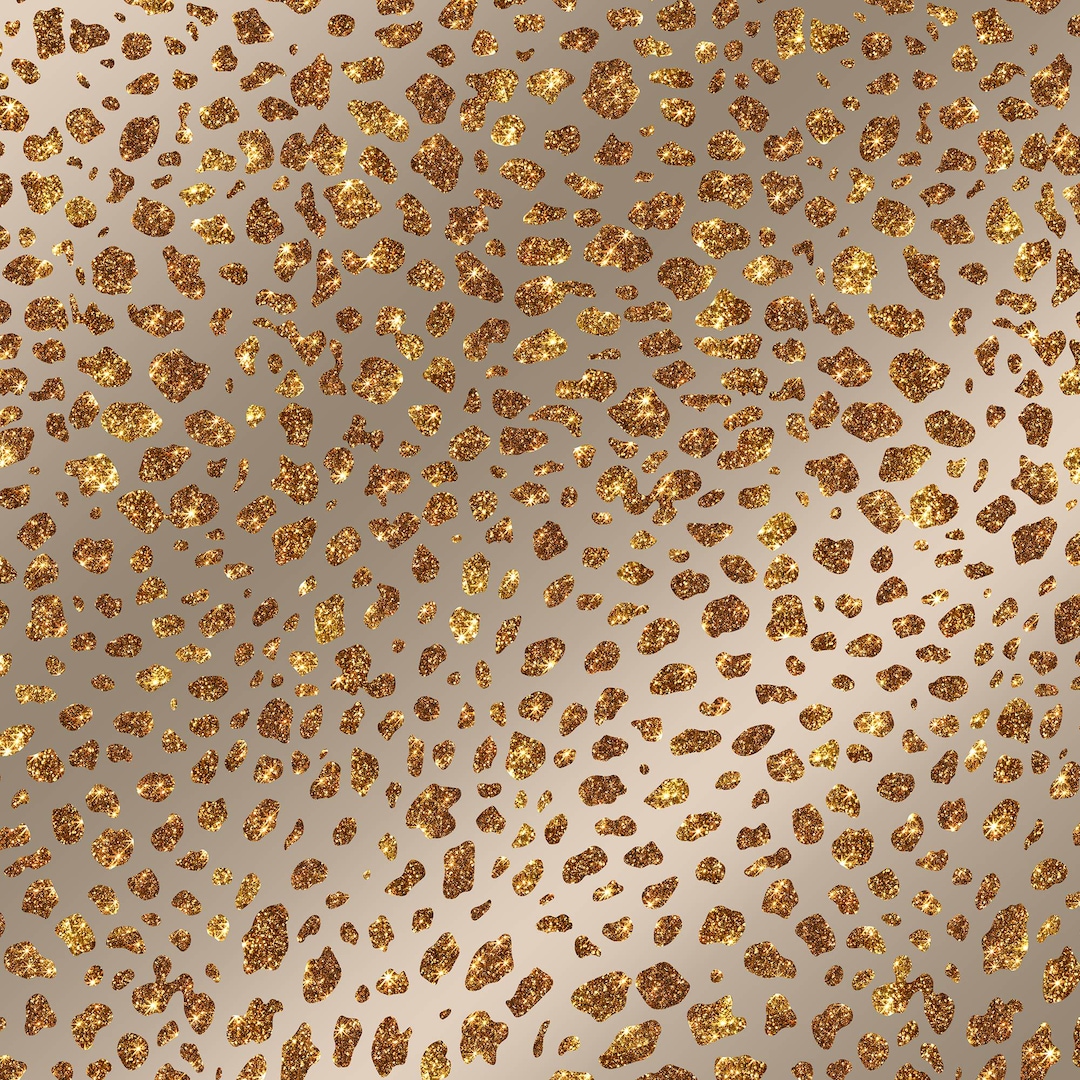 Gold Glitter Leopard Cheetah Digital Paper Background, Sparkle Digital ...
