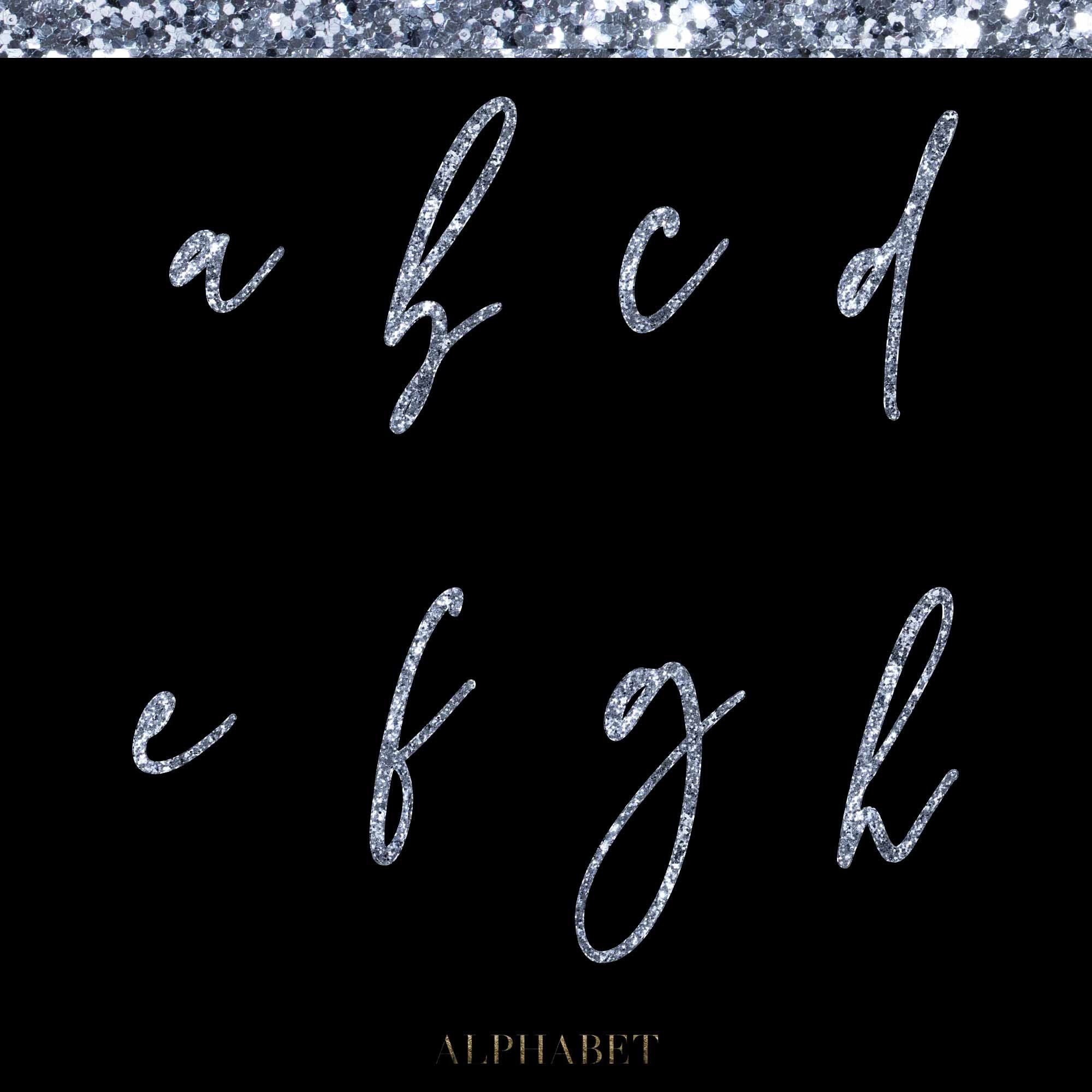 Glitter Silver Alphabet Clipart, Diamond Alphabet PNG, Silver Letters ...