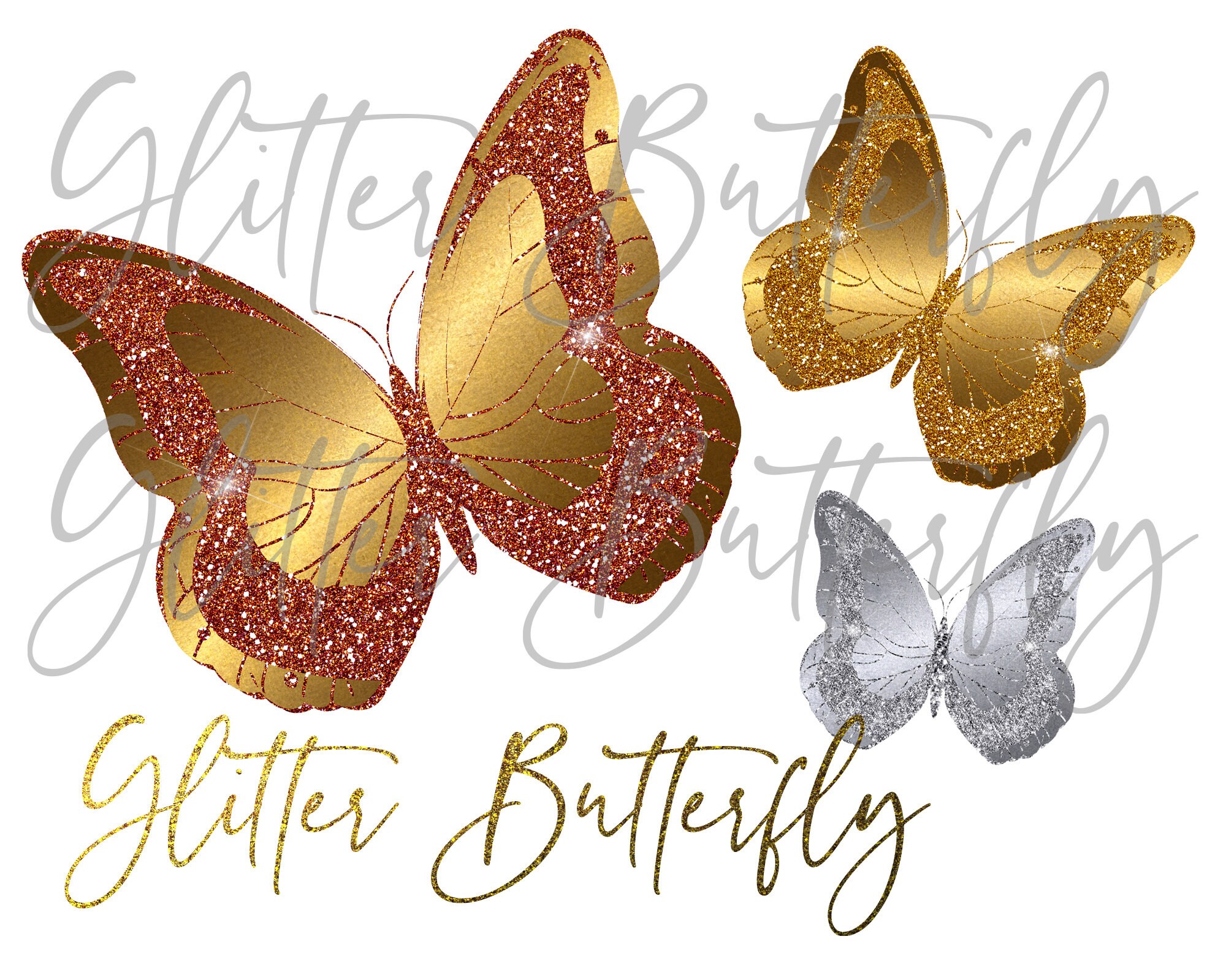 Glitter Gold Foil Butterfly Clipart Gold Foil Design - Etsy