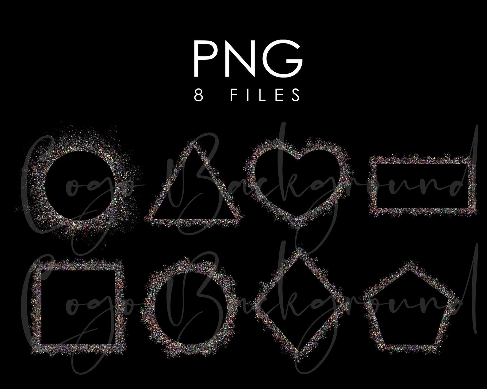Glam Frames PNG 8 Designs, Sparkle Ring Circle Png, Heart Frame, Border ...