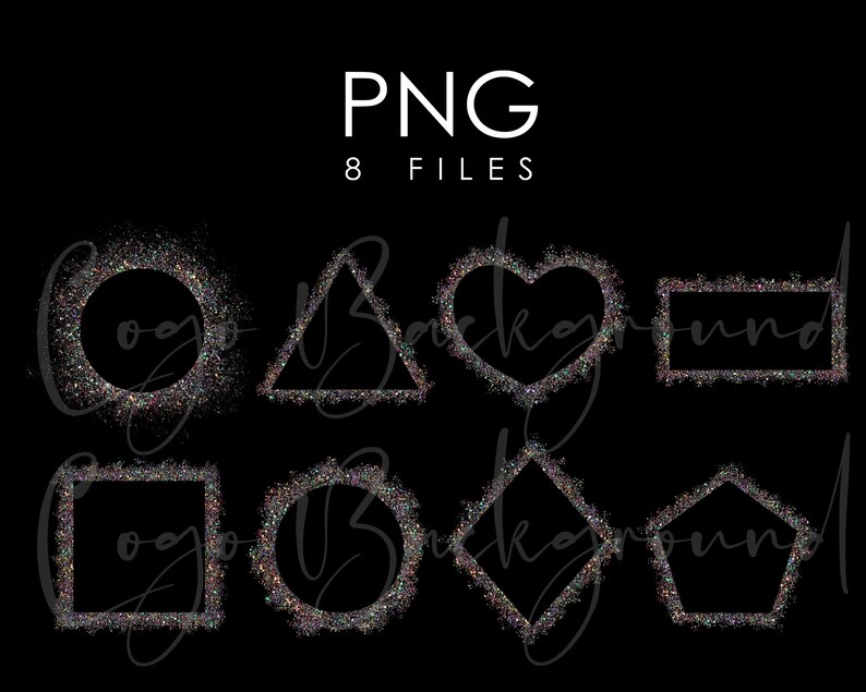 Glam Frames PNG 8 Designs, Sparkle Ring Circle Png, Heart Frame, Border ...