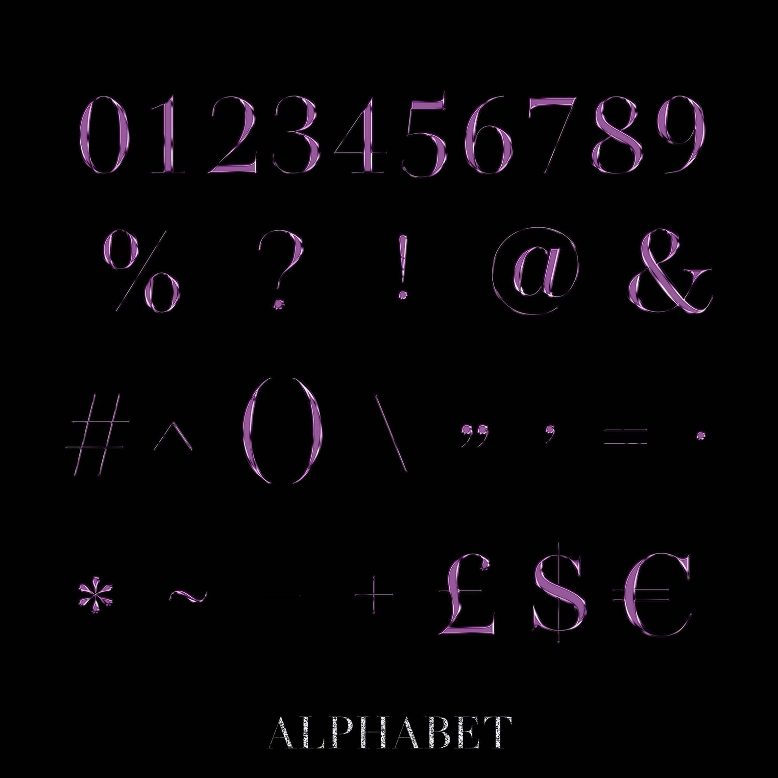 Purple Chrome Alphabet PNG Clip Art, Purple Chrome Letters Png, Glitter ...