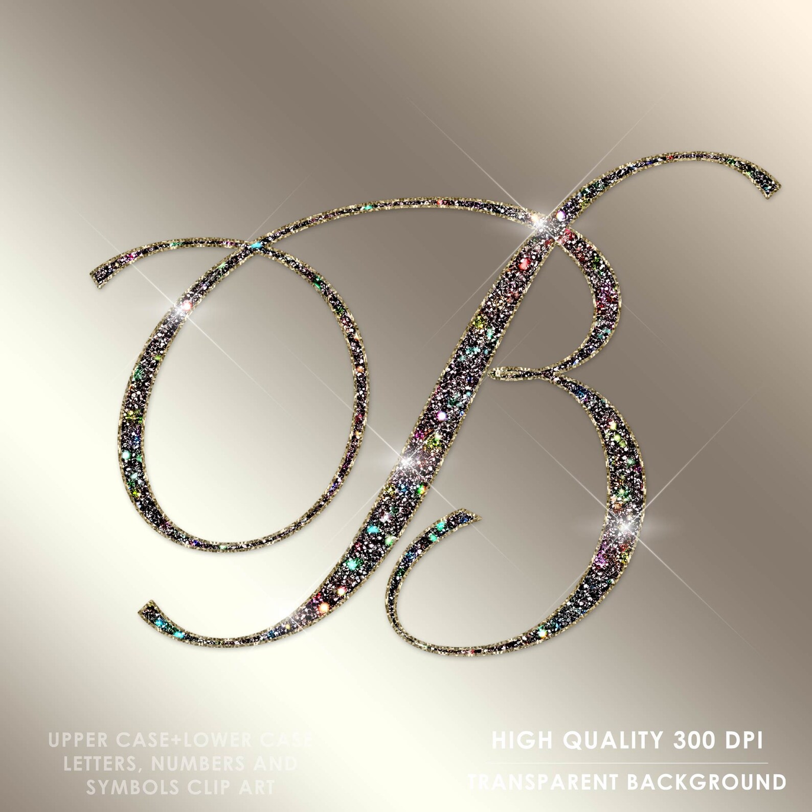 Glitter Diamond Alphabet PNG Clip Art, Bling Letters, Cursive Diamond ...