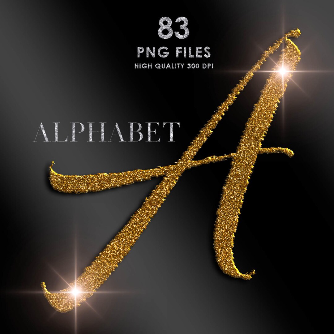 Gold Alphabet PNG, Glitter Alphabet PNG, Luxury Alphabet Clipart, Gold ...