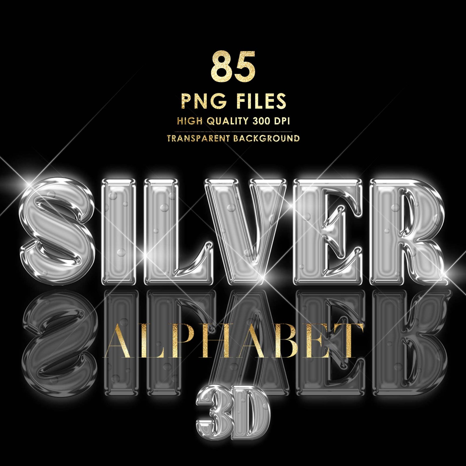 Silver Alphabet Png Clip Art, Silver Foil Alphabet Png, Glitter Chrome ...