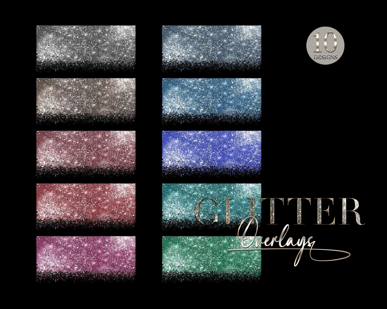 Glitter Overlays Png, Sparkling Glitter Borders Clipart, Silver and ...