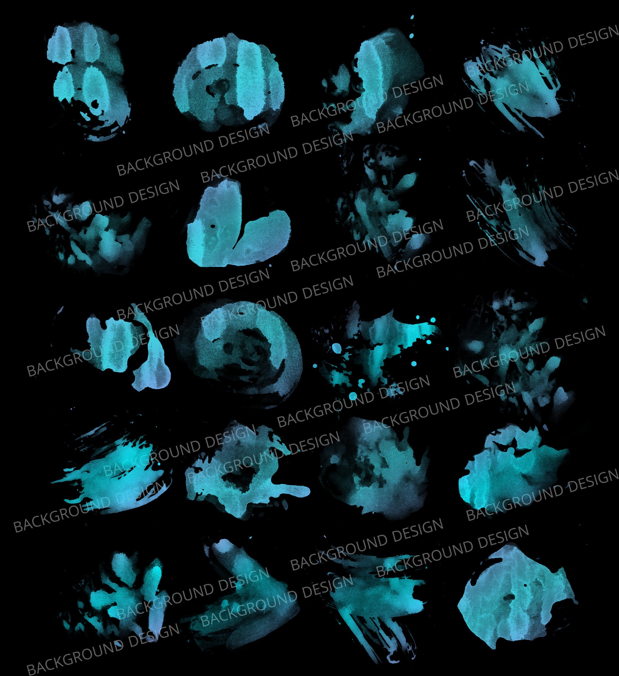 Blue Splashes Clipart Blue Splotches Blue Brush Stroke Png | Etsy