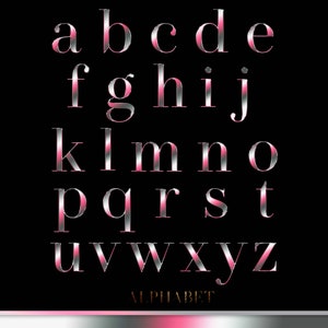 Pink Metallic Alphabet PNG Clipart, Pink and Silver Chrome Alphabet ...