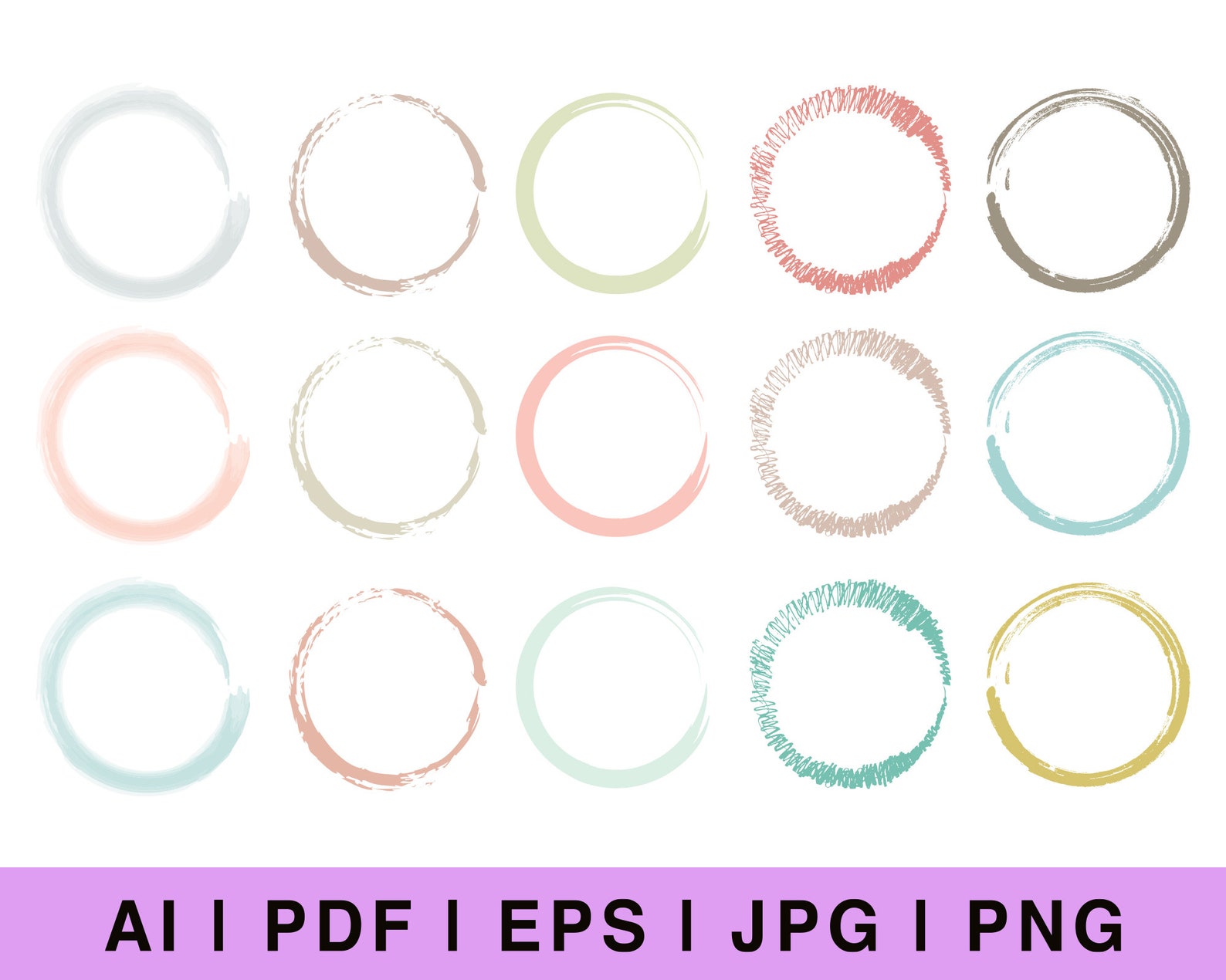 Pastel Circles Clipart Watercolor Circle Frame Logo - Etsy
