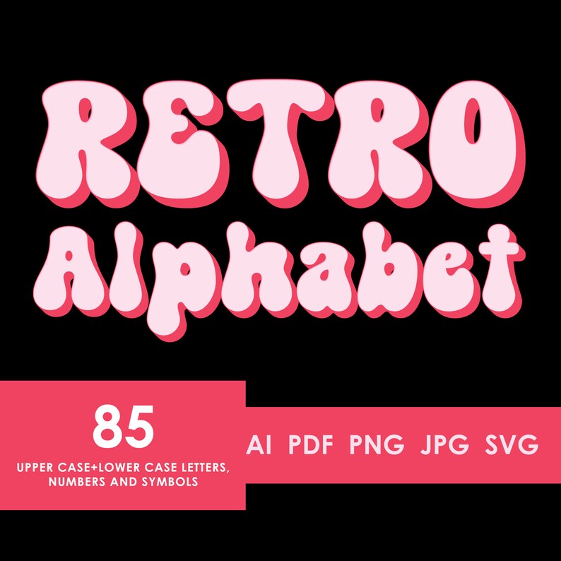 Pink Alphabet Svg, Retro Alphabet SVG, Png, Ai, Jpg, Pdf, Doodle ...