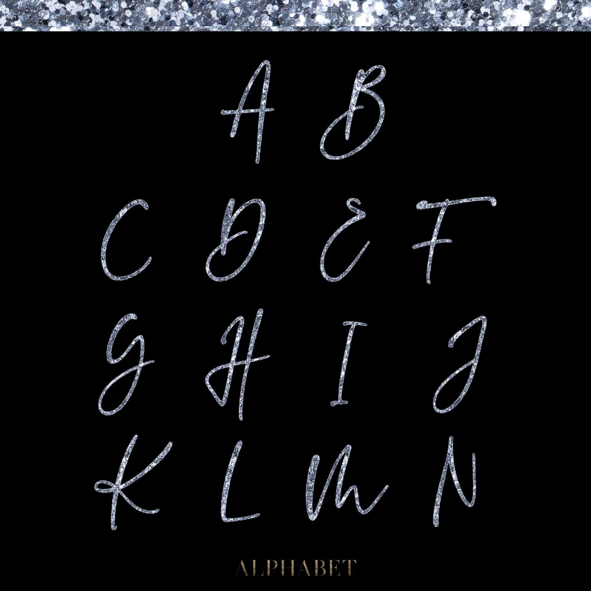 Glitter Silver Alphabet Clipart, Diamond Alphabet PNG, Silver Letters ...