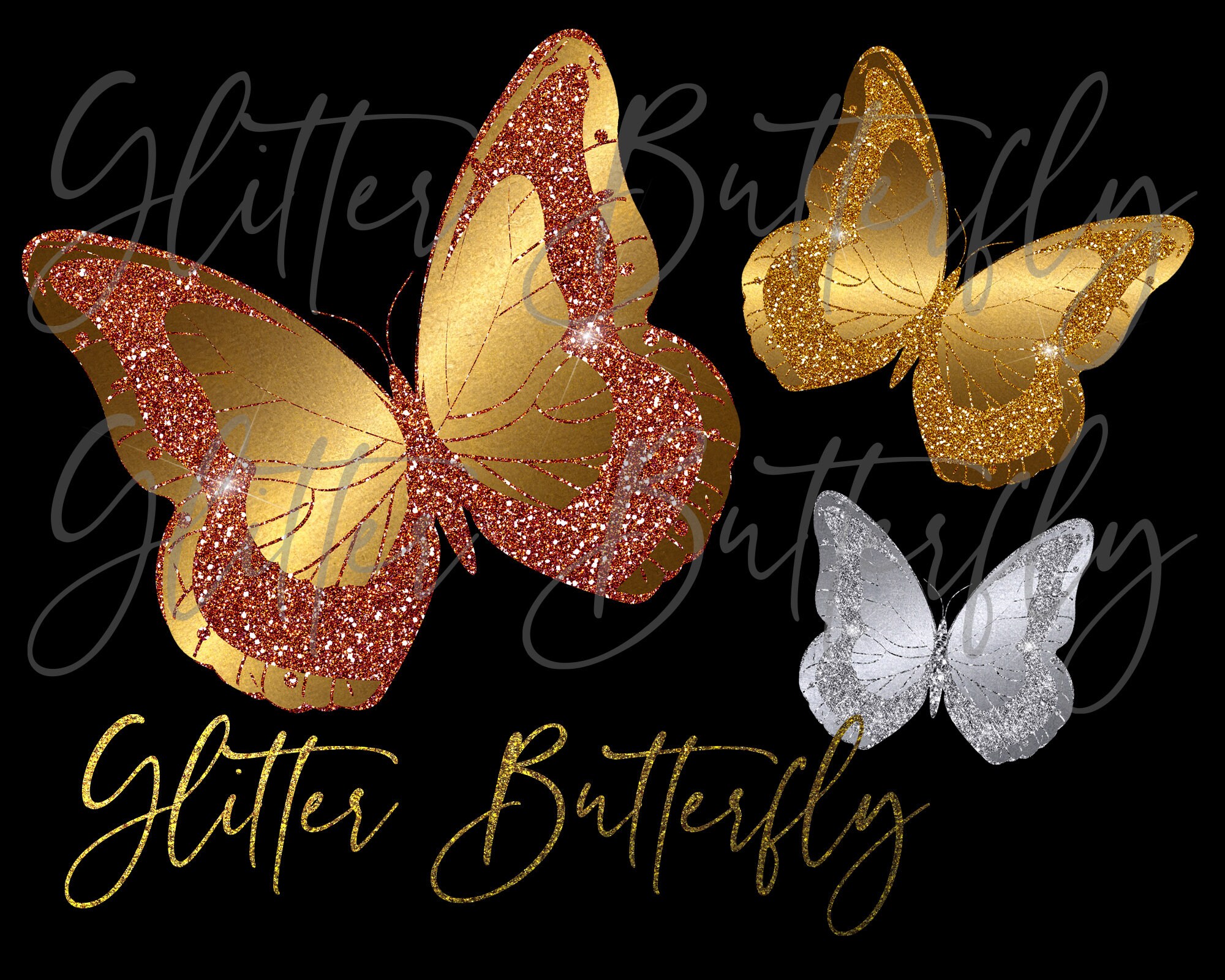 Glitter Gold Foil Butterfly Clipart Gold Foil Design - Etsy