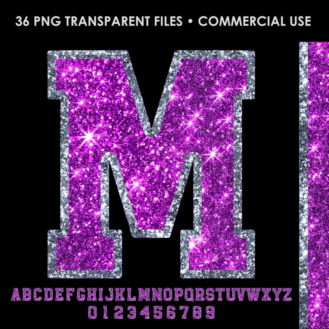 Glitter Sport Alphabet Png Clip Art, Purple Glitter Letters, Sparkling ...