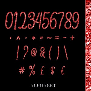 Red Script Doodle Alphabet Png Clip Art, Red Chunky Glitter Alphabet ...