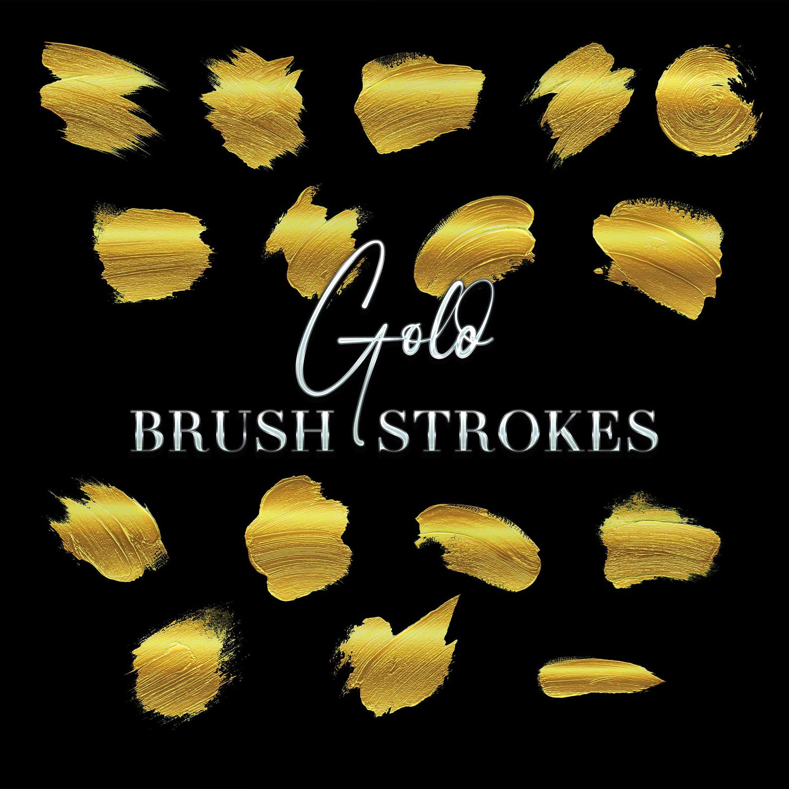 Liquid Gold Overlays, Gold Splashes Clipart, Gold Brush Stroke Png ...