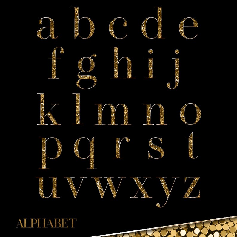 Glitter Gold Alphabet Clip Art, Luxury Letters, Glam Alphabet PNG, Gold ...