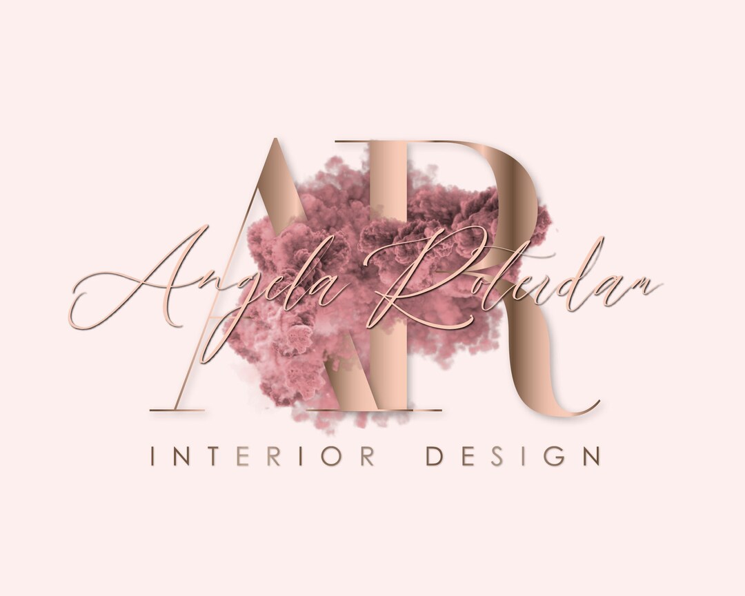 Pink Beauty Logo, Watercolour Rose Gold Logo, Premade Logo Design ...