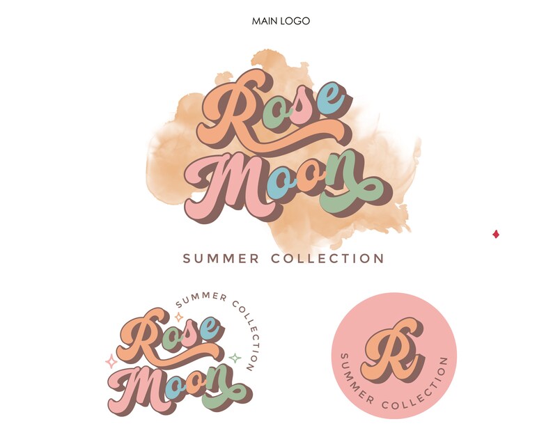 Orange and Pink Retro Logo Premade Logo Design Beauty Logo - Etsy