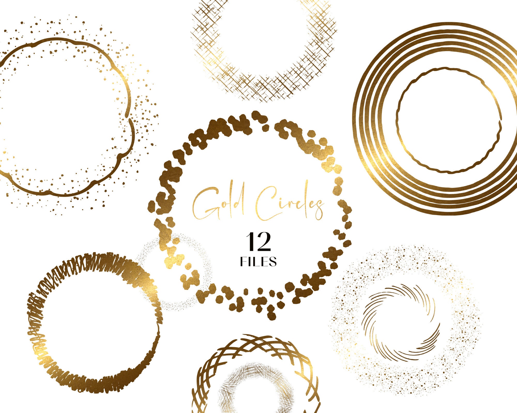 Gold Foil Circles Clip Art Dotted Circle Png Glitter Gold | Etsy