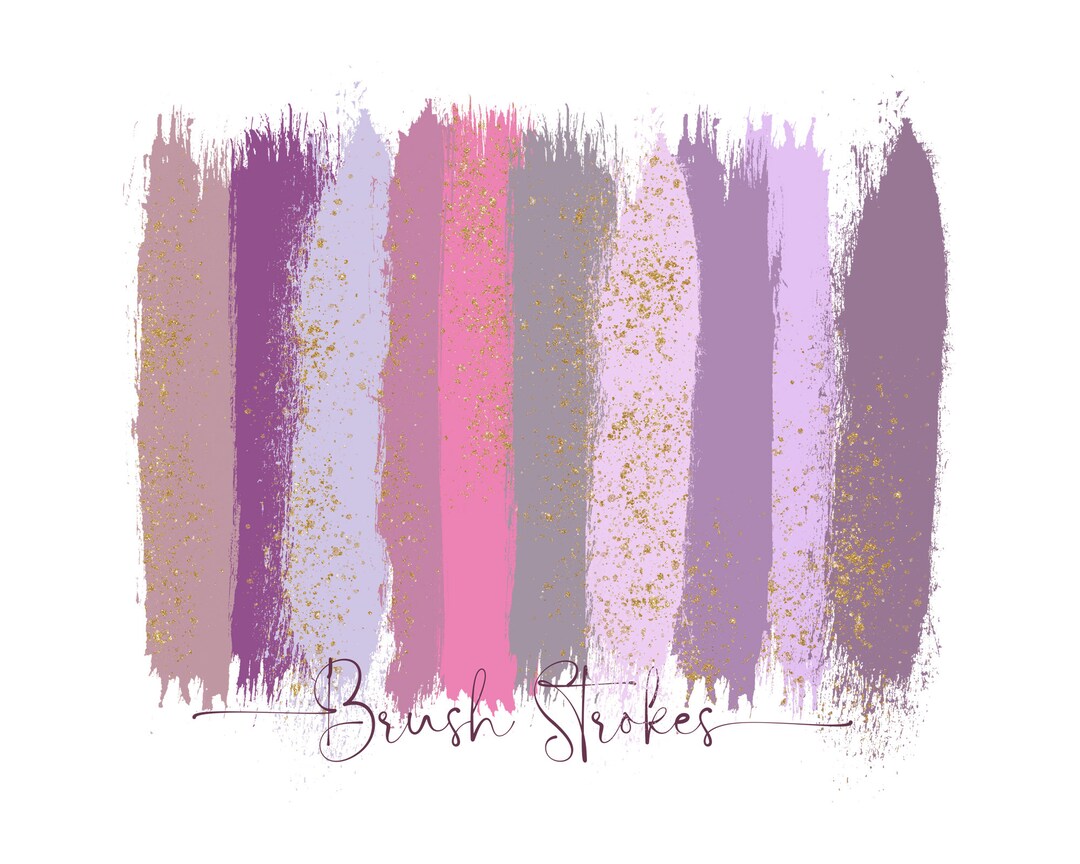 Purple Brush Stroke Png With Glitter Gold Flakes, Pink Brush Stroke ...